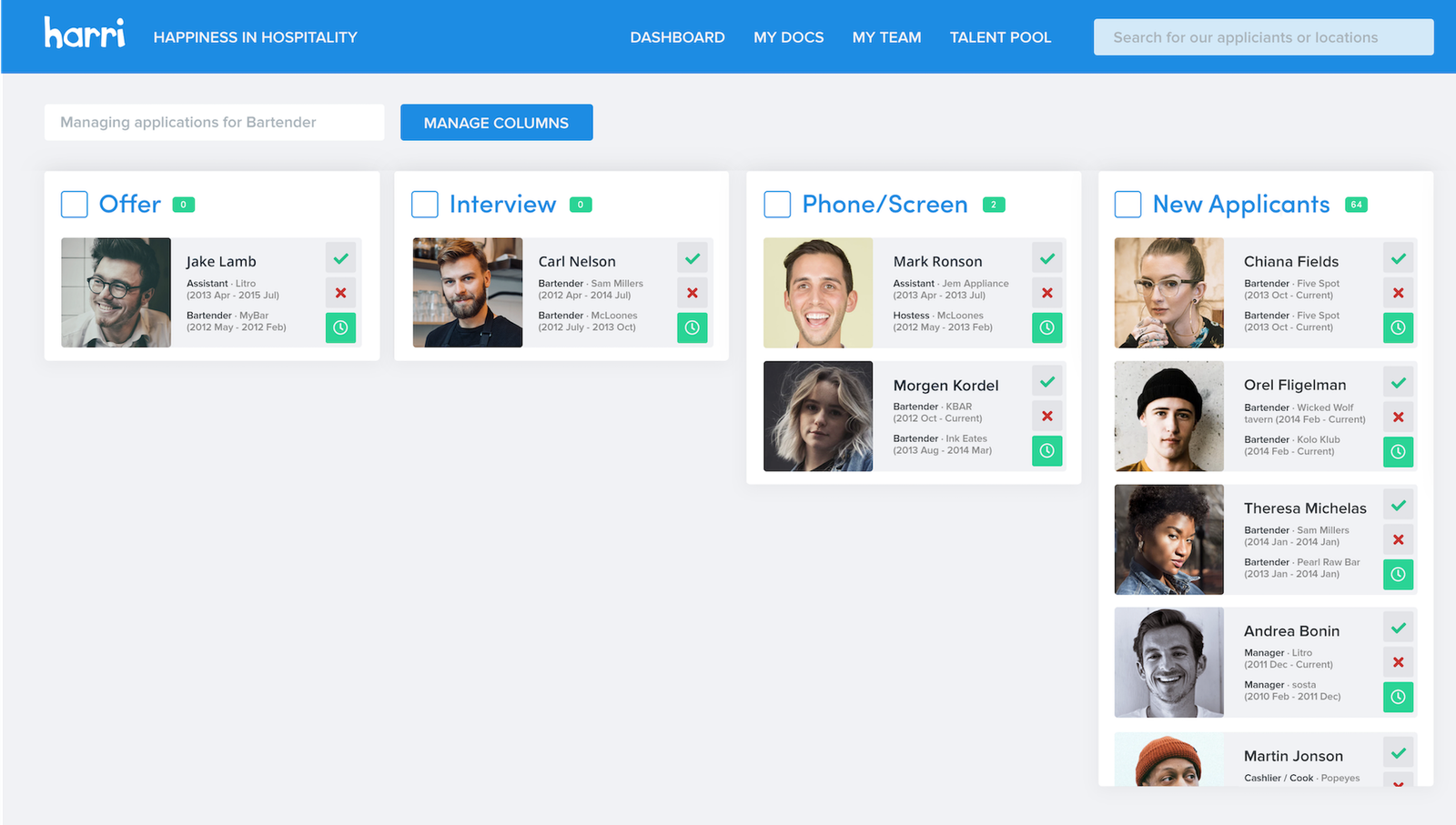 Harri - Applicant Tracking System - Hotel Design