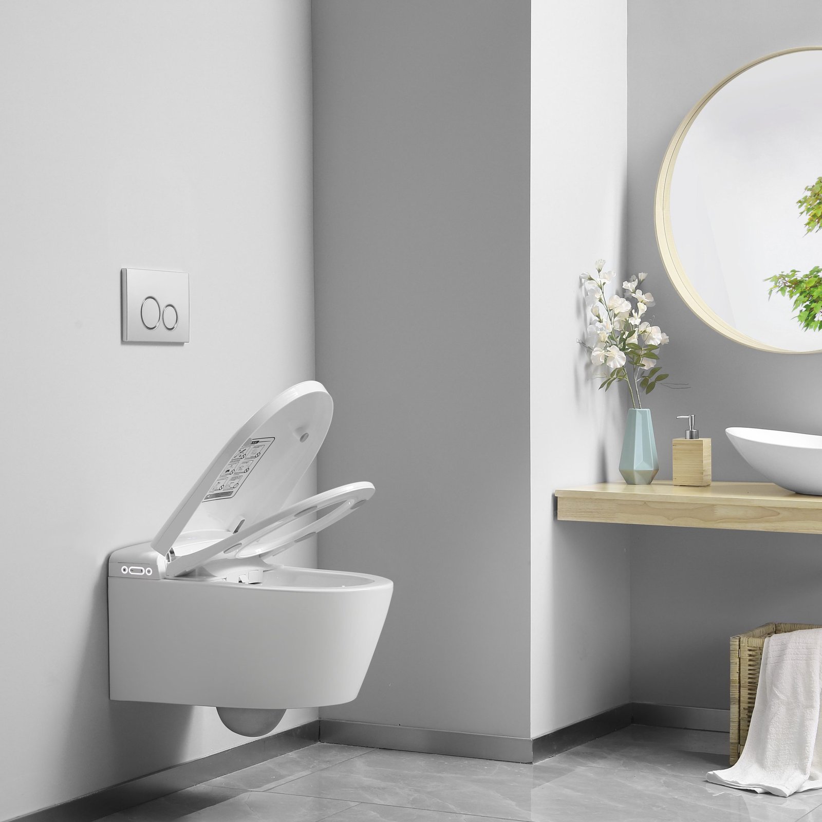 Washbot - WB8001A Natori Wall Hung Smart Toilet with automated opening ...